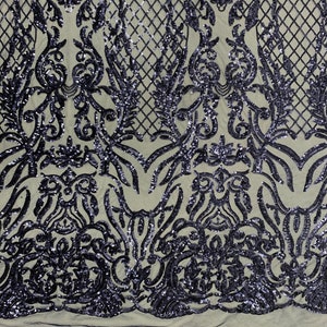 Phoebe NAVY BLUE Sequins on Mesh Lace Fabric by the Yard - 10062 - Etsy