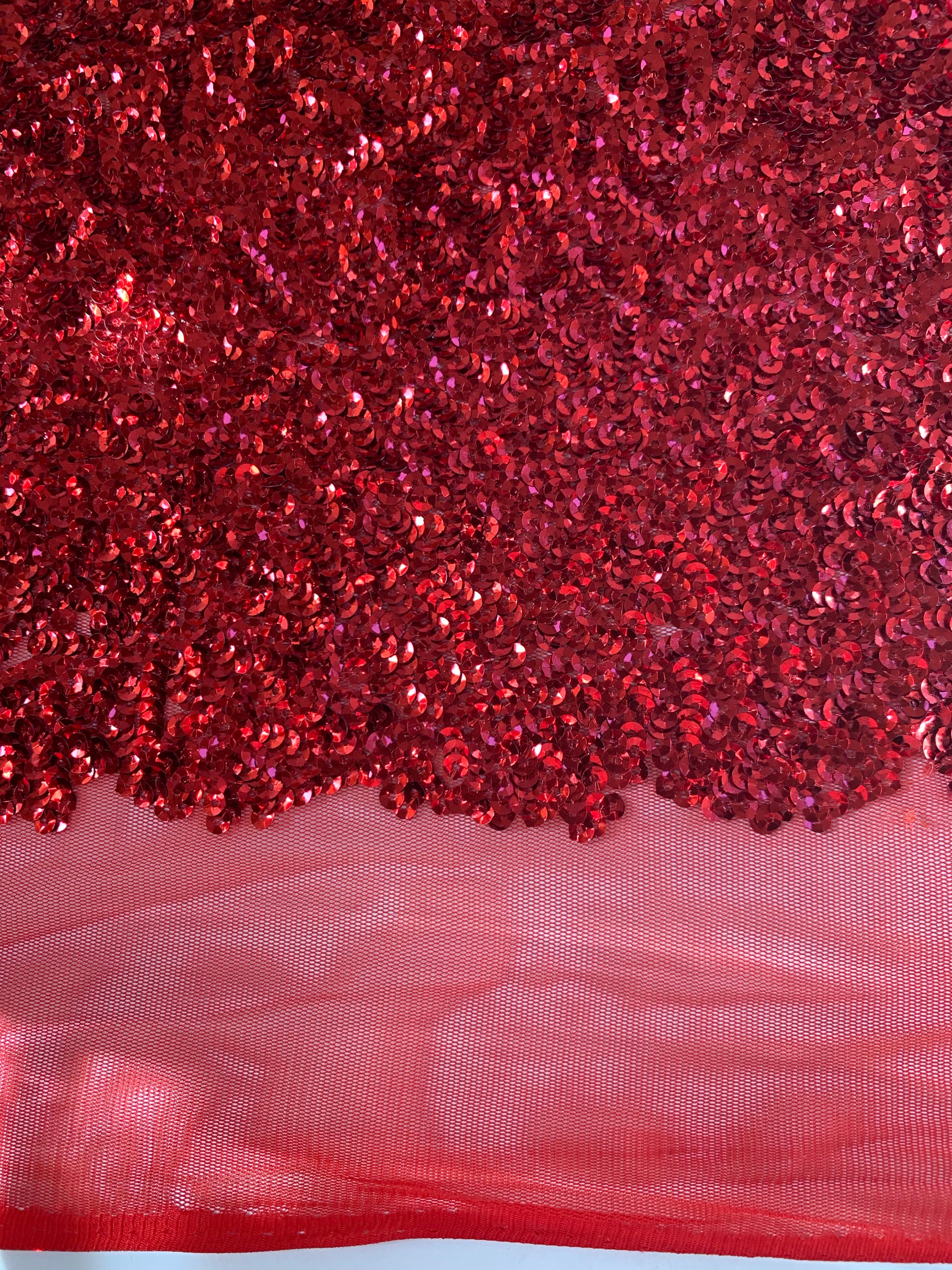 Bianca RED Allover Sequins on Mesh Fabric by the Yard 10104 - Etsy