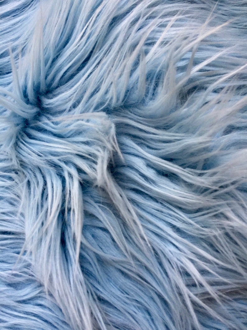 Eden LIGHT BLUE Shaggy Long Pile Soft Faux Fur Fabric for - Etsy