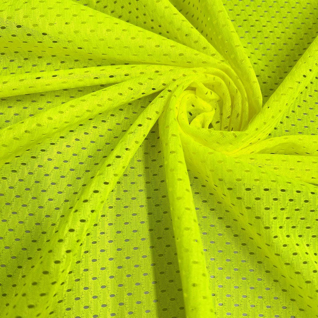 Sawyer NEON YELLOW Polyester Football Sports Mesh Knit Fabric by the ...