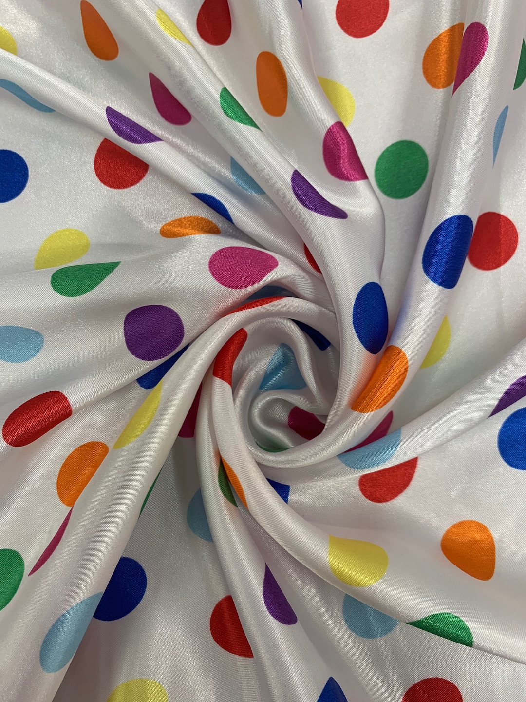 Shelby 0.75" MULTI COLOR Polka Dots on WHITE Polyester Light Weight ...