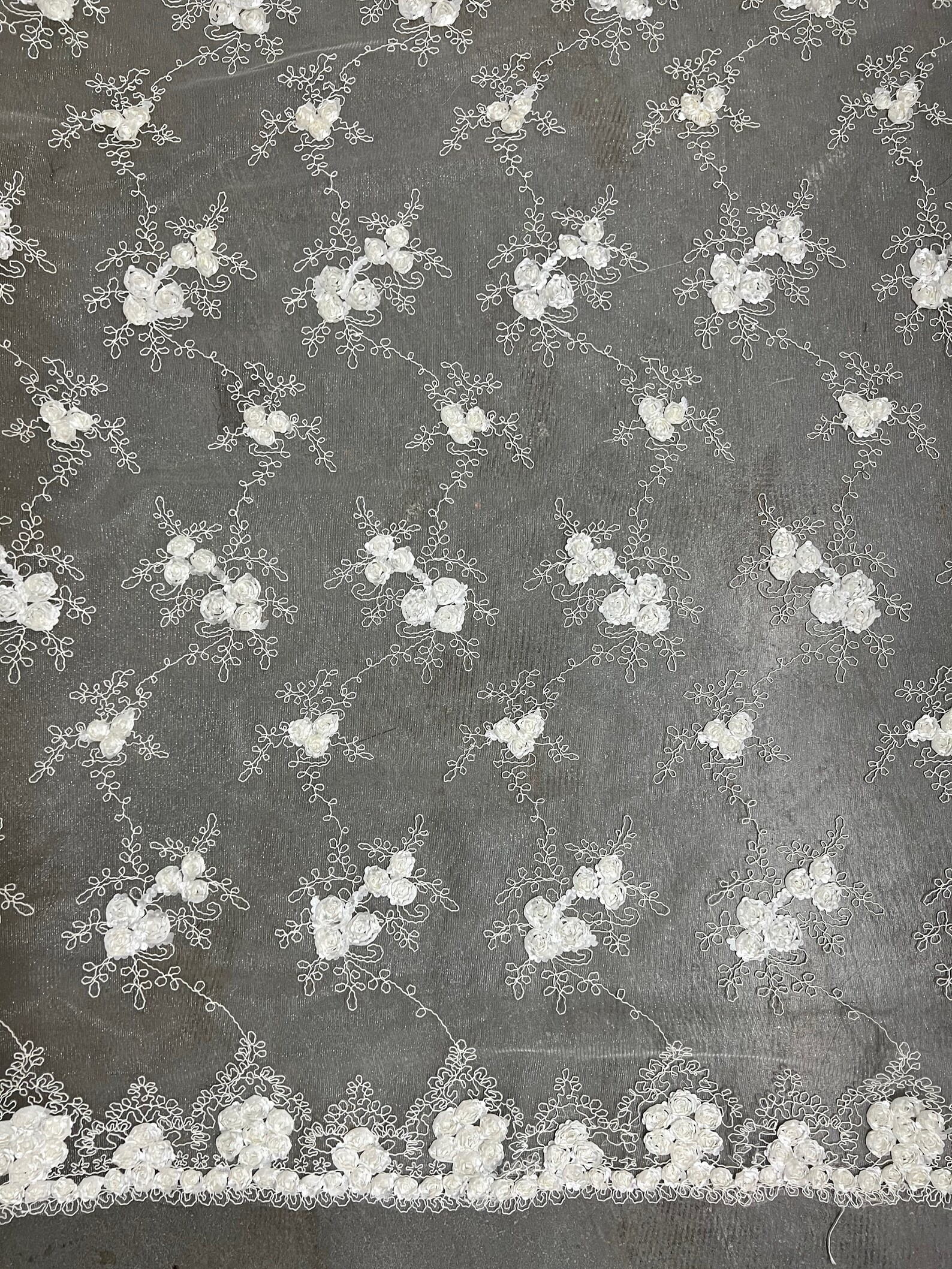 Andrea IVORY 3D Floral Matte Corded Embroidery on Mesh Lace | Etsy