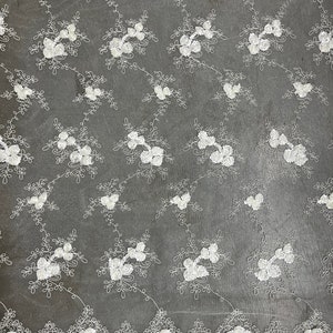 Andrea IVORY 3D Floral Matte Corded Embroidery on Mesh Lace Fabric by ...