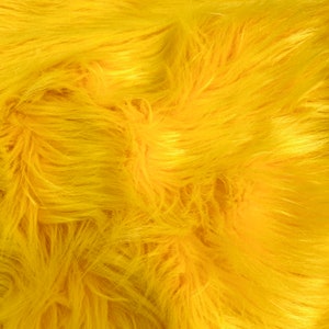 Eden YELLOW Shaggy Long Pile Soft Faux Fur Fabric for Fursuit, Cosplay ...
