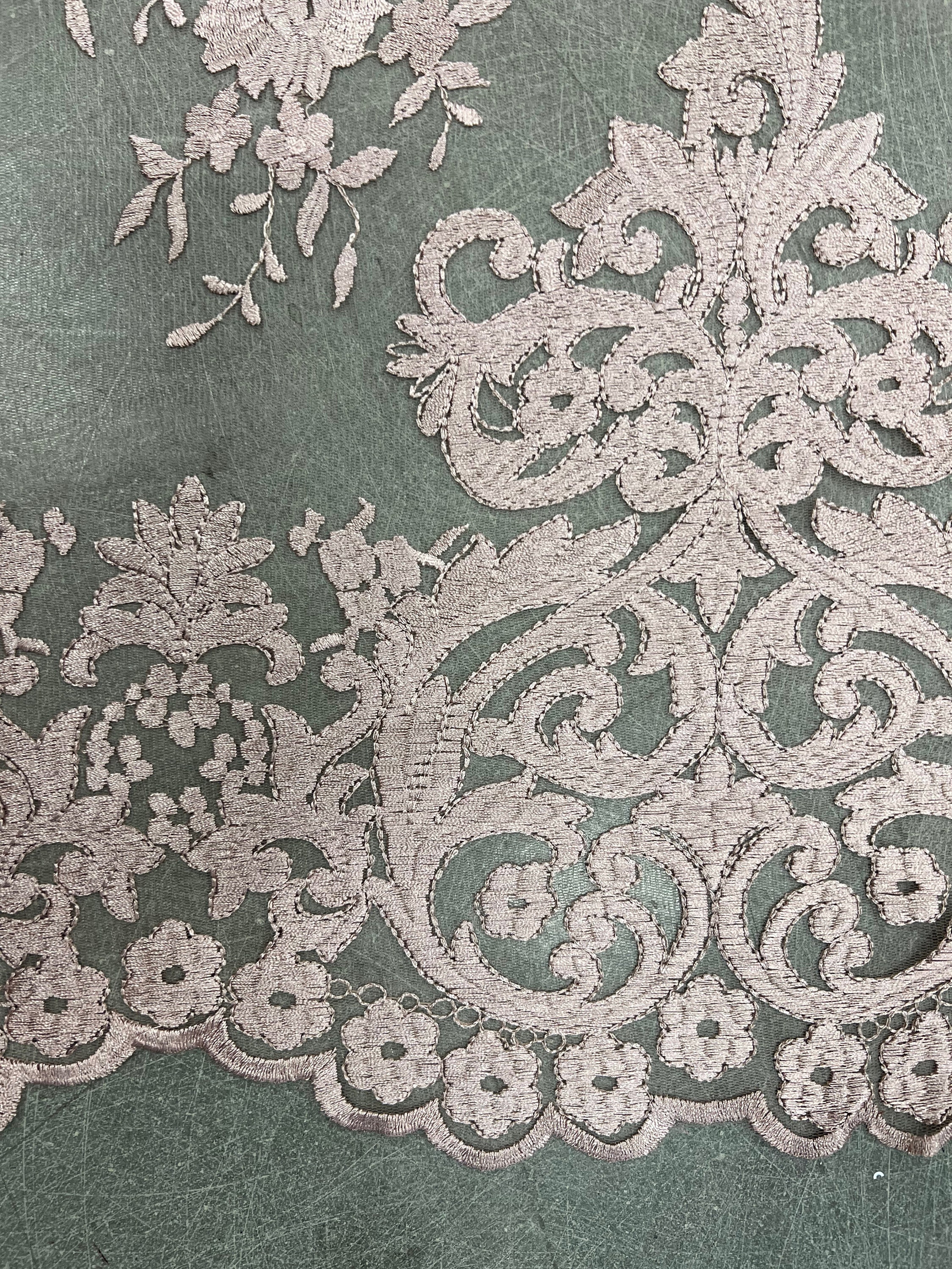 Teagan MAUVE Damask Design Embroidered on Mesh Lace Fabric by the Yard ...