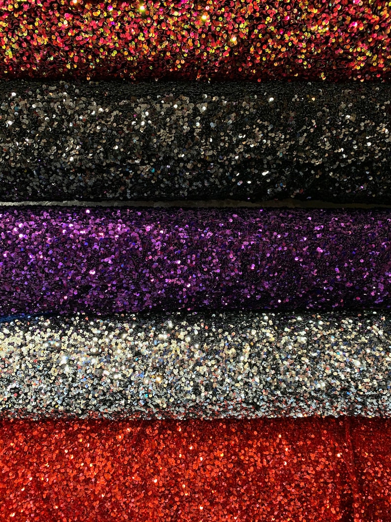 Stephanie PURPLE Overlap Sequins on PURPLE Stretch Velvet Fabric by the ...