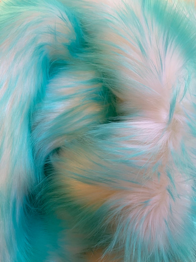 Bristol TURQUOISE Tip Candy Shag Long Pile Soft Faux Fur Fabric for ...