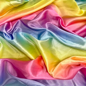 Rae Pastel Rainbow Polyester Light Weight Satin Fabric by the Yard - Etsy