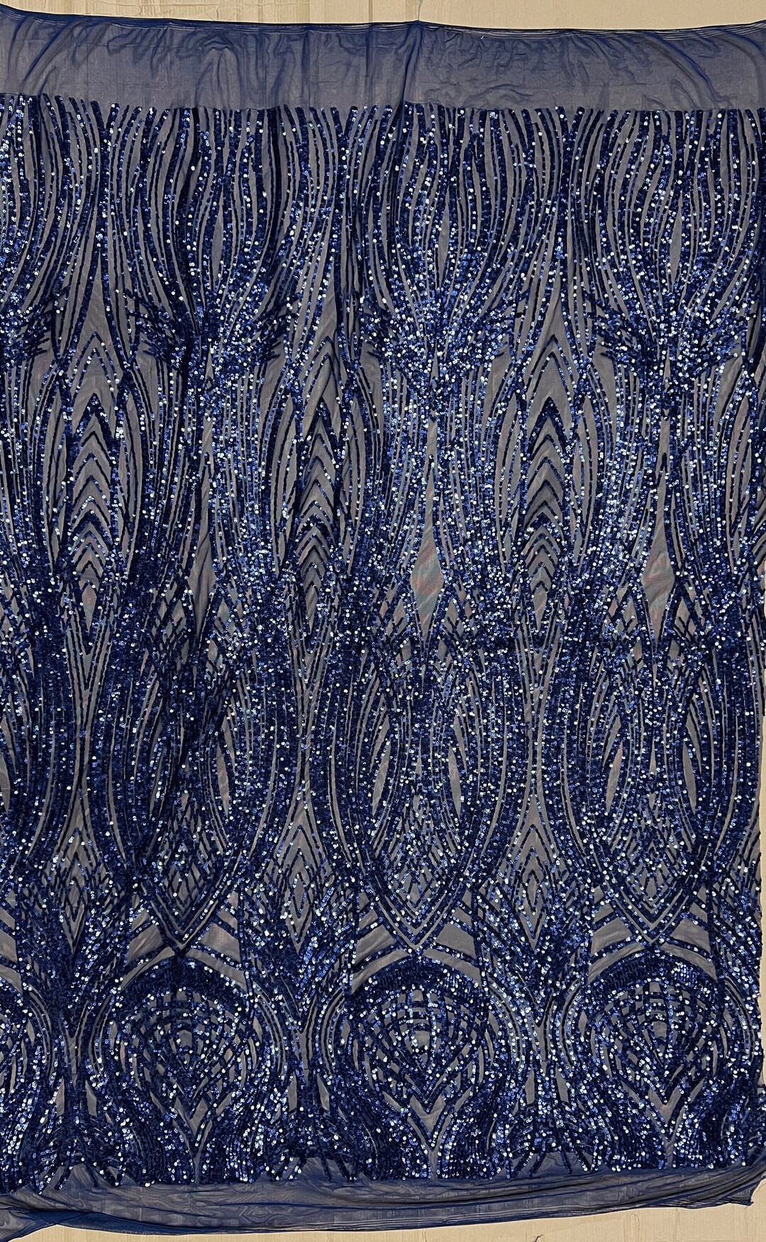 Athena NAVY BLUE Sequins on Mesh Lace Fabric by the Yard - Etsy