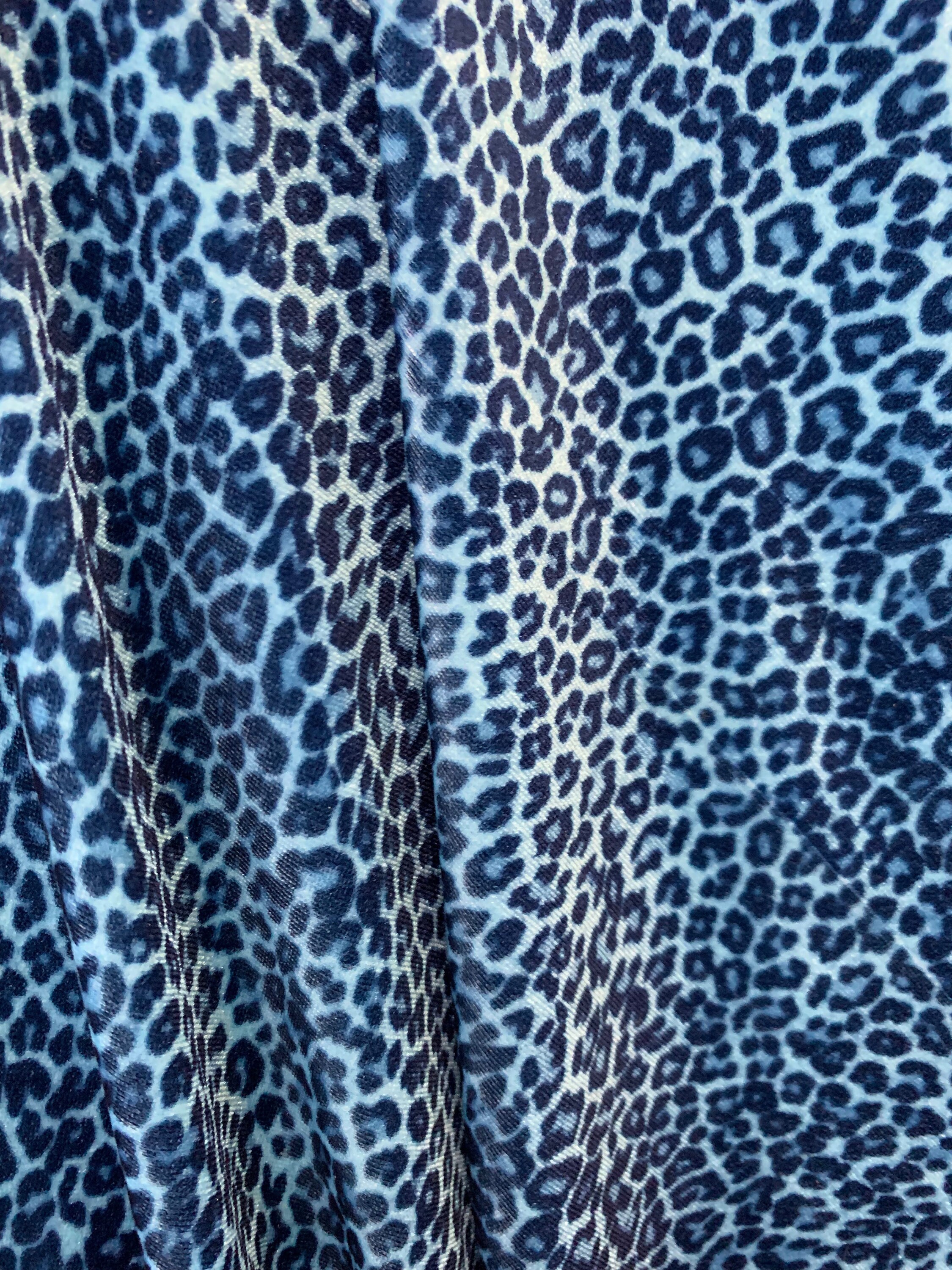 Dana NAVY LIGHT BLUE Small Leopard Pattern Polyester Spandex - Etsy