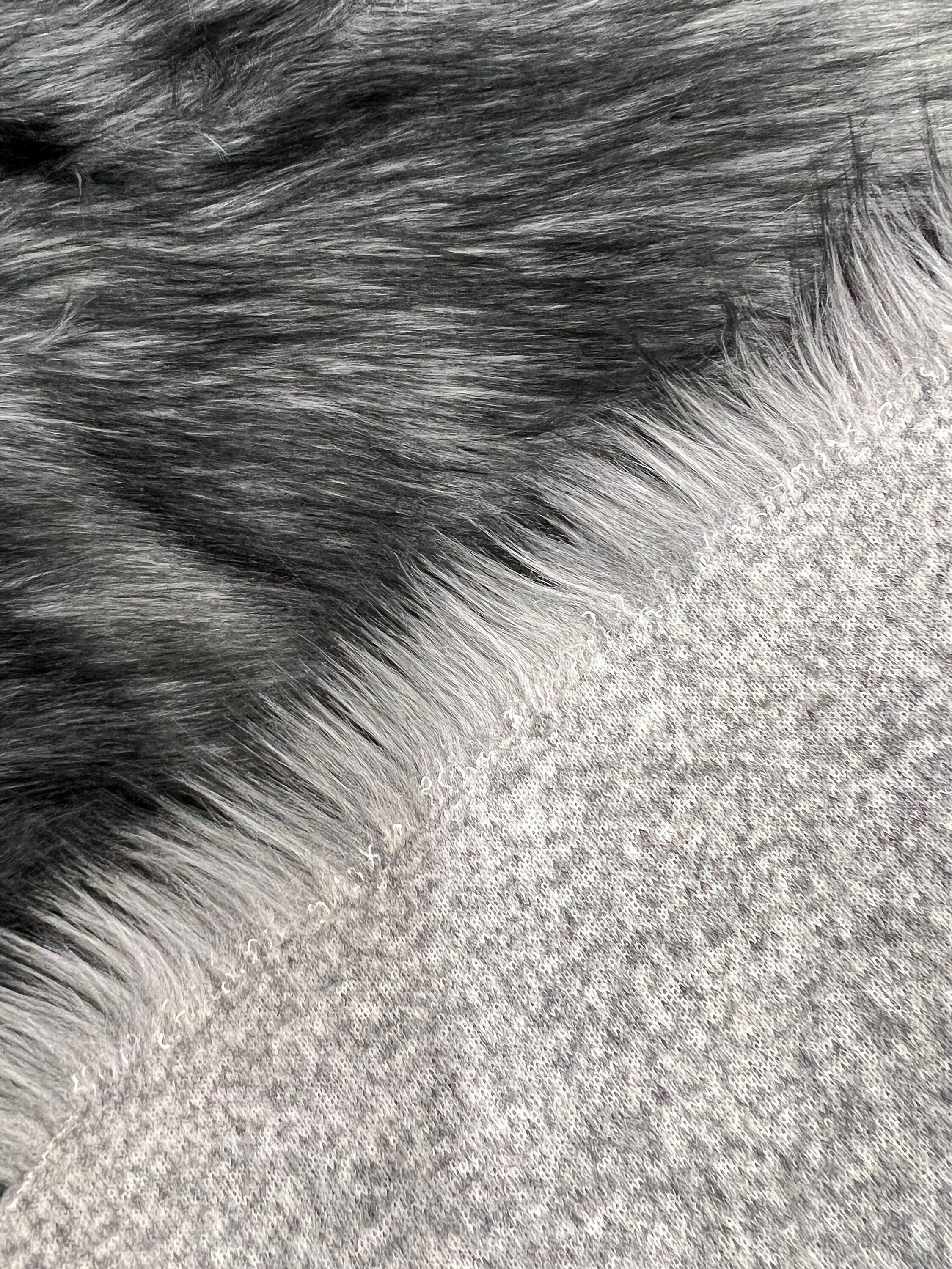 Bethany GREY BLACK Frost Mongolian Long Pile Soft Faux Fur Fabric for ...