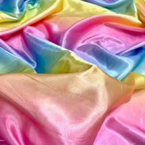 Rae Pastel Rainbow Polyester Light Weight Satin Fabric by the Yard - Etsy
