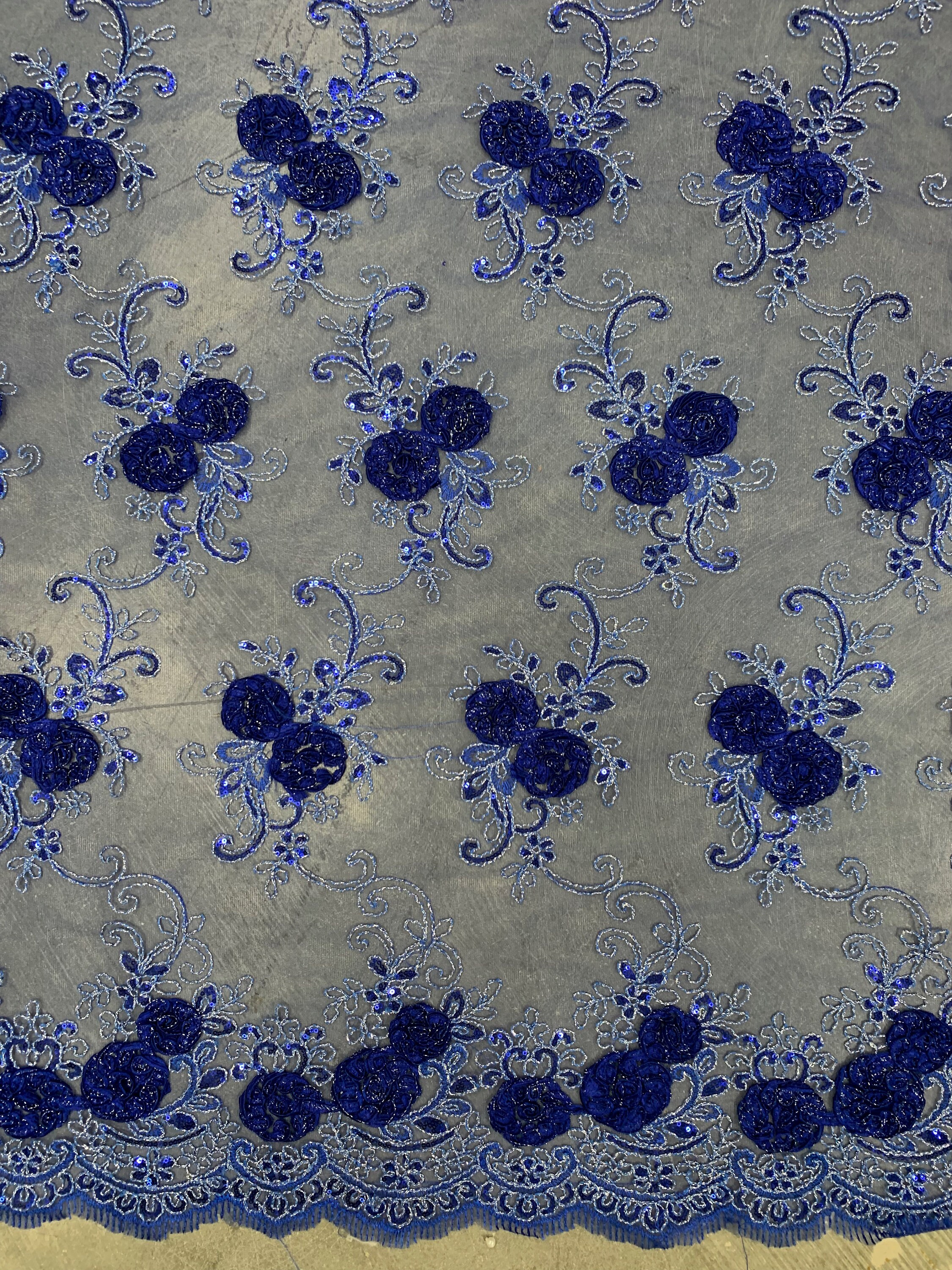 Ryleigh ROYAL BLUE 3D Floral Embroidery With Foil & Sequins on | Etsy