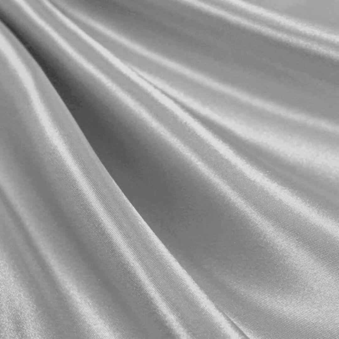 Eliza SILVER GREY Shiny Heavy Bridal Wedding Satin Fabric by the Yard ...