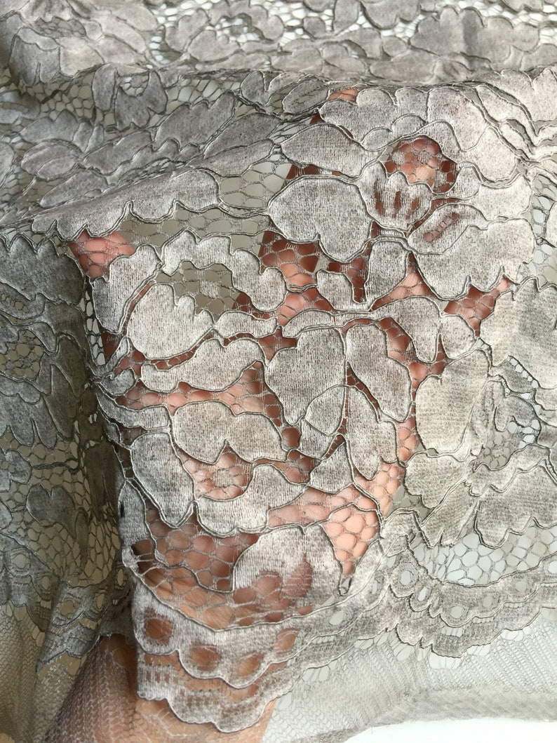 Summer LIGHT GREY Floral Pattern Double Dyed Flat Lace on Mesh - Etsy