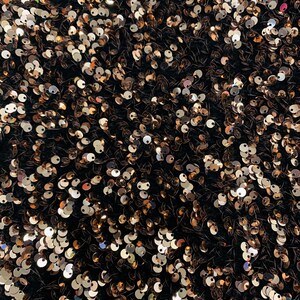 Stephanie BRONZE Overlap Sequins on BLACK Stretch Velvet Fabric by the ...