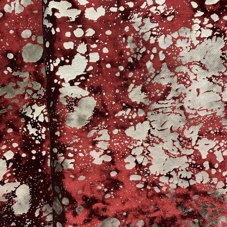 Sutton BURGUNDY Splatter Print on Polyester Stretch Velvet for Bows ...