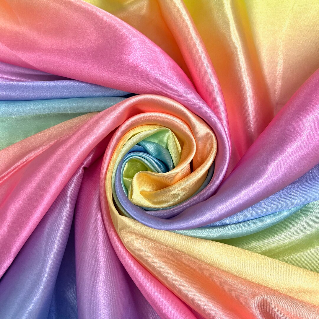 Rae Pastel Rainbow Polyester Light Weight Satin Fabric by the Yard - Etsy