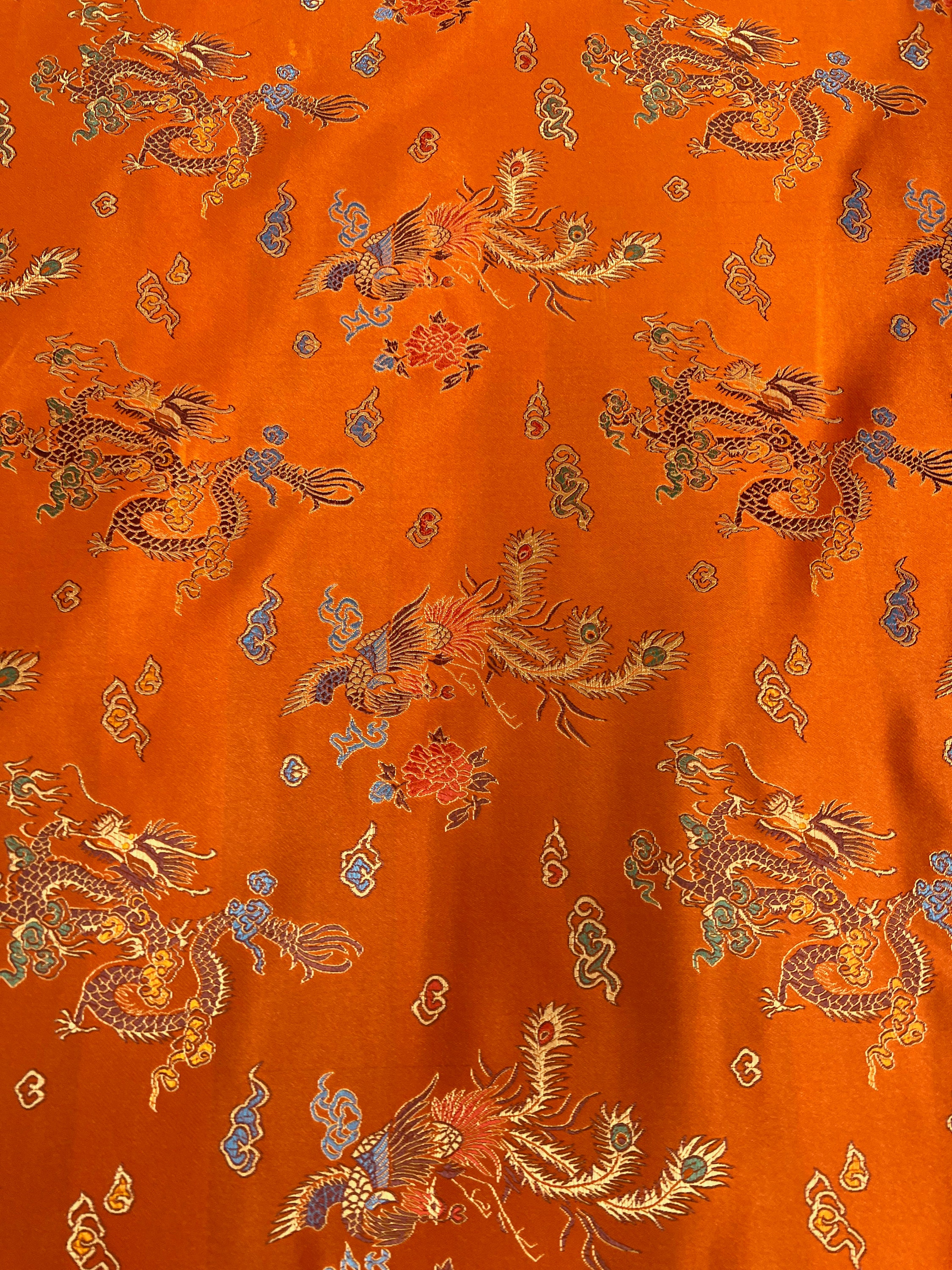 Hope ORANGE Dragon Brocade Chinese Satin Fabric by the Yard - 10040 - Etsy