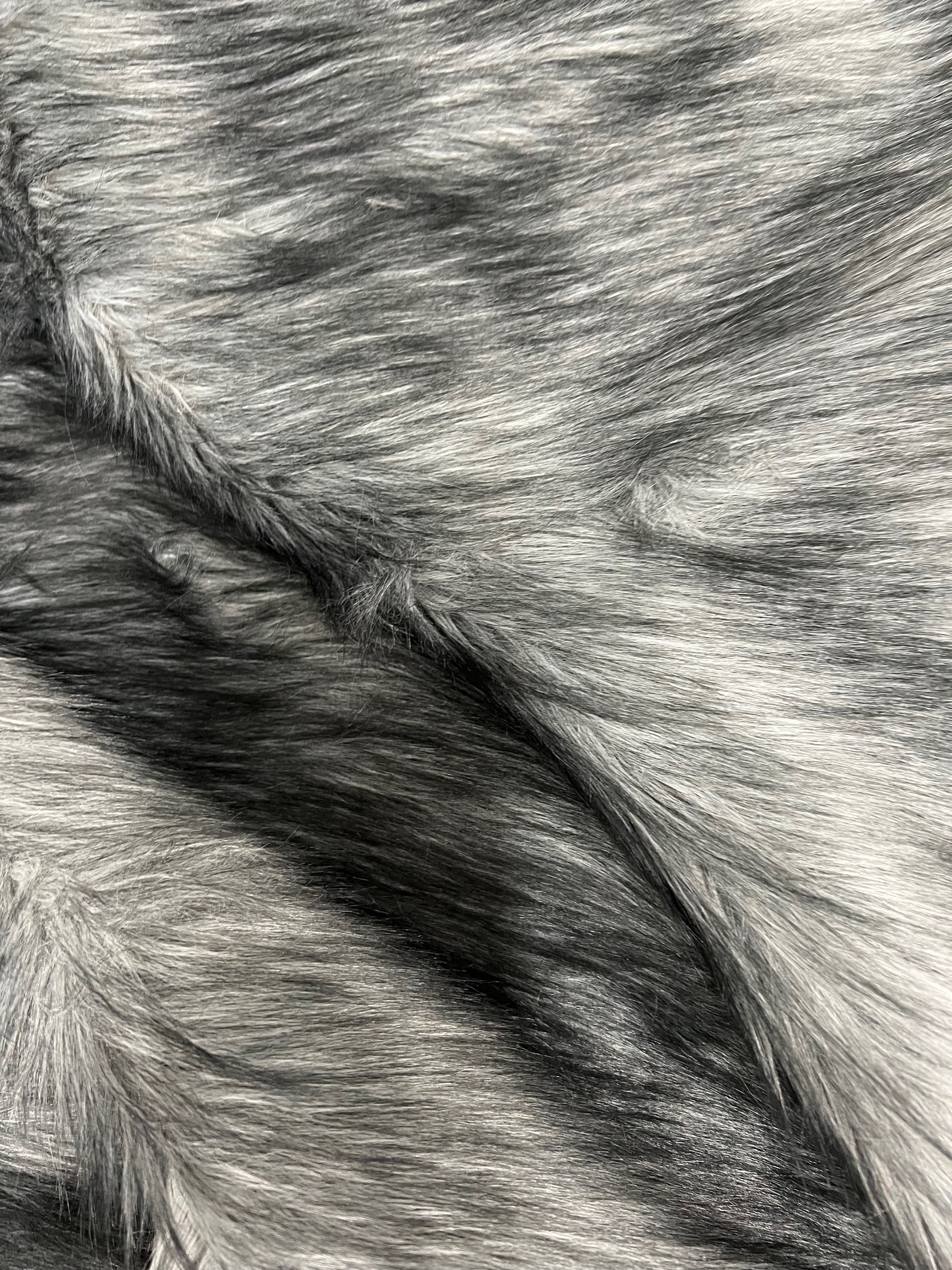 Bethany GREY BLACK Frost Mongolian Long Pile Soft Faux Fur Fabric for ...