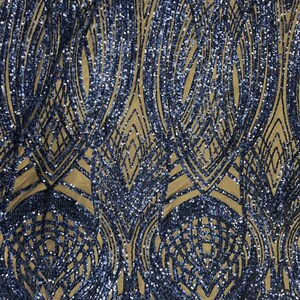 Athena NAVY BLUE Sequins on Mesh Lace Fabric by the Yard - Etsy