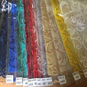 Haley ROYAL BLUE Floral Swirl Embroidery on Mesh Royalty Lace Fabric by ...