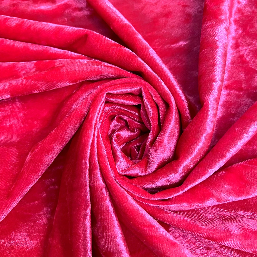 Tissu polyester velours écrasé extensible Samantha rose vif par mètre ...