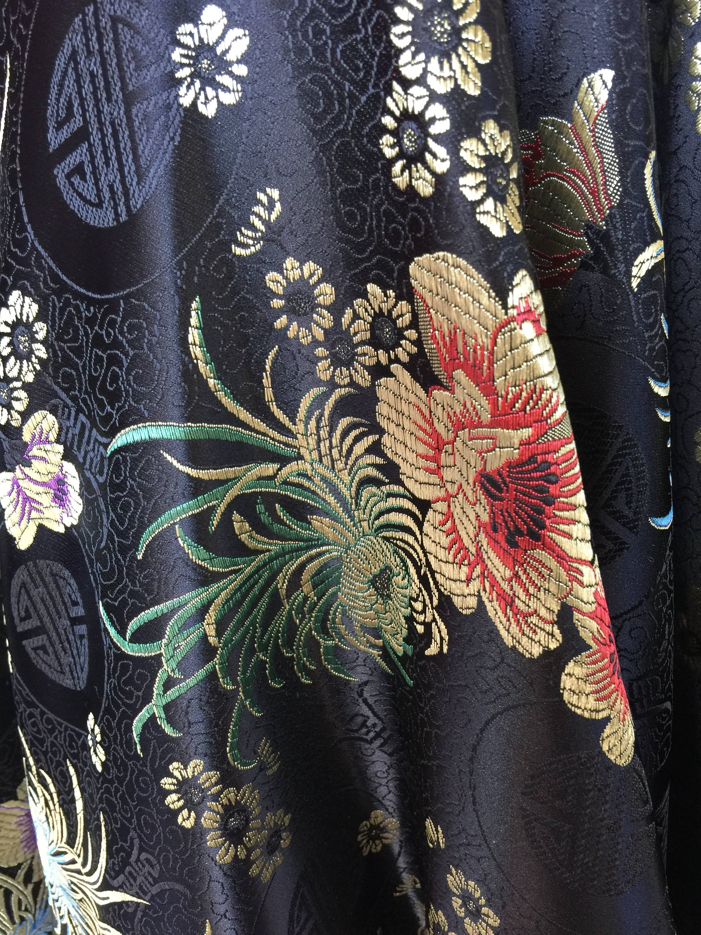 Kate BLACK Floral Brocade Chinese Satin Fabric by the Yard - 10037 - Etsy