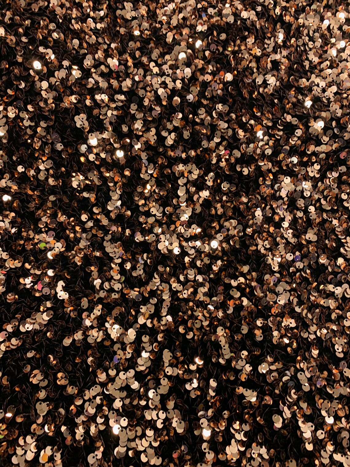 Stephanie BRONZE Overlap Sequins on BLACK Stretch Velvet Fabric by the ...