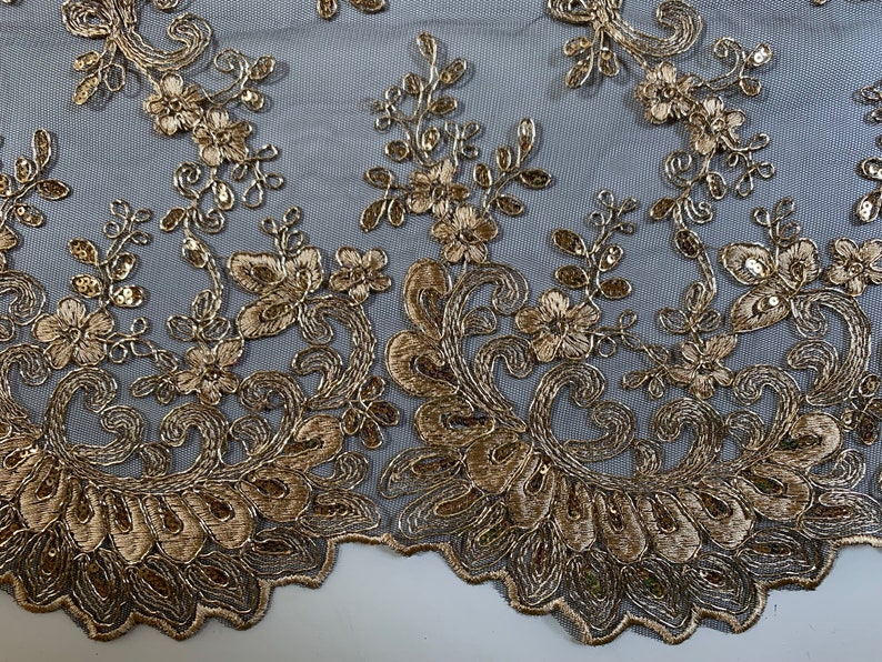 Melody GOLD Polyester Floral Embroidery With Sequins on BLACK - Etsy