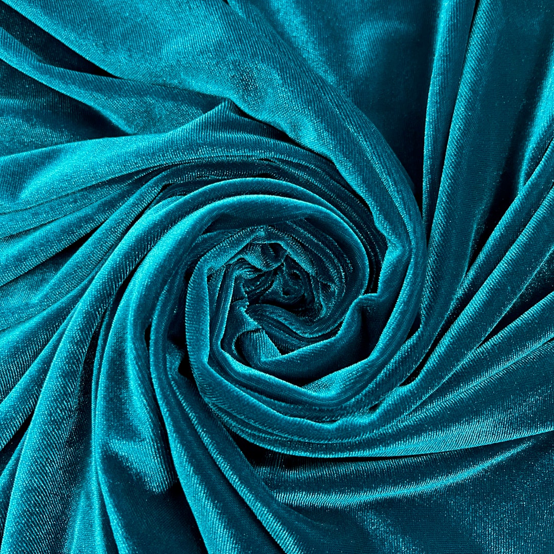Princess TEAL Polyester Spandex Stretch Velvet Fabric Fabric for Bows ...