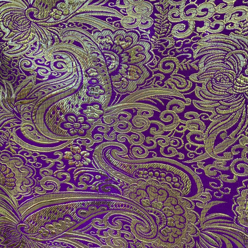 Purple Gold Brocade Fabric - Etsy
