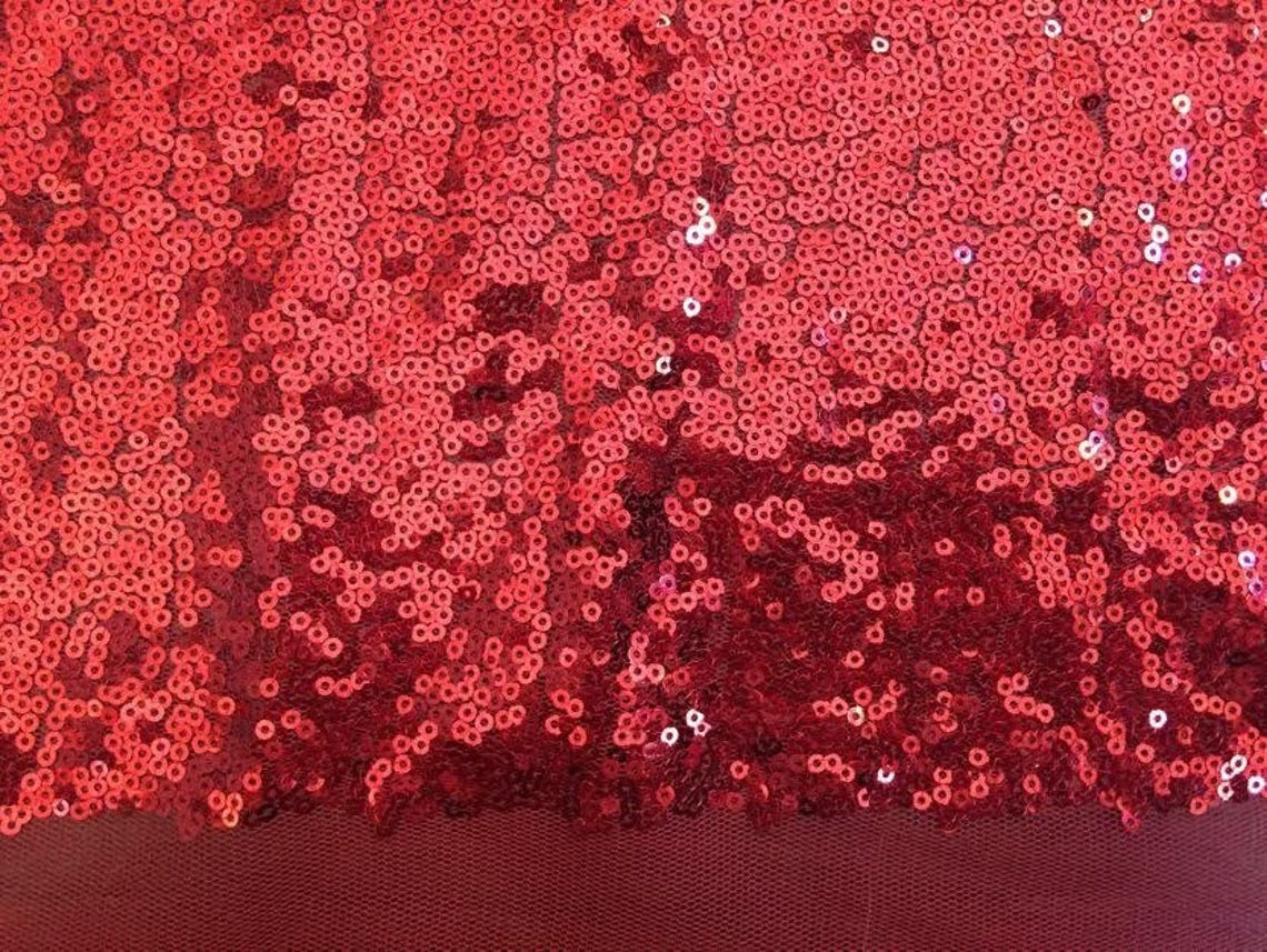 Leila RED Sequins on Mesh Fabric by the Yard 10050 - Etsy
