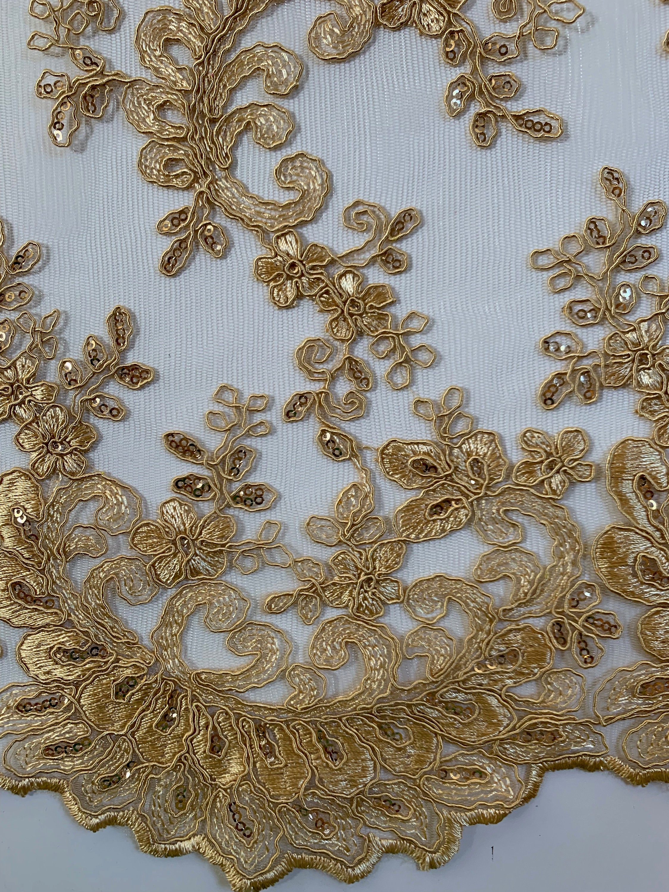 Melody GOLD Polyester Floral Embroidery With Sequins on Mesh - Etsy ...