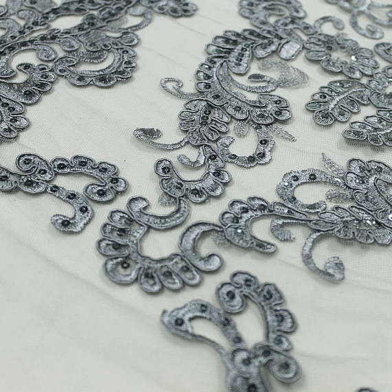 Vivian GREY Polyester Embroidery With Sequins on Mesh Lace - Etsy