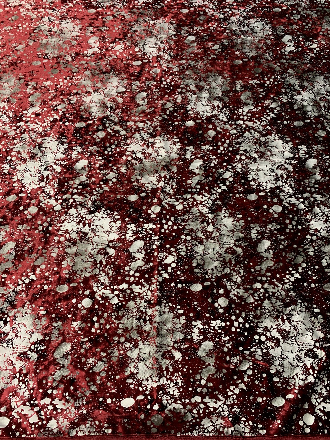 Sutton BURGUNDY Splatter Print on Polyester Stretch Velvet for Bows ...