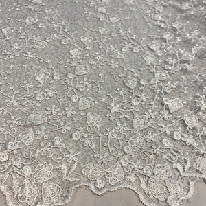 Braelyn WHITE Polyester Floral Embroidery With Sequins on Web Mesh Lace ...