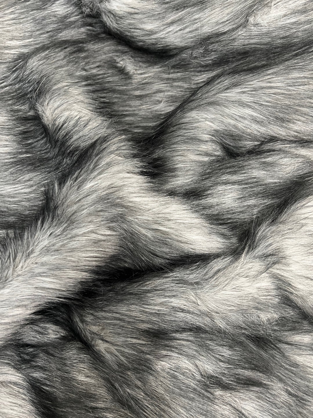 Bethany GREY BLACK Frost Mongolian Long Pile Soft Faux Fur Fabric for ...