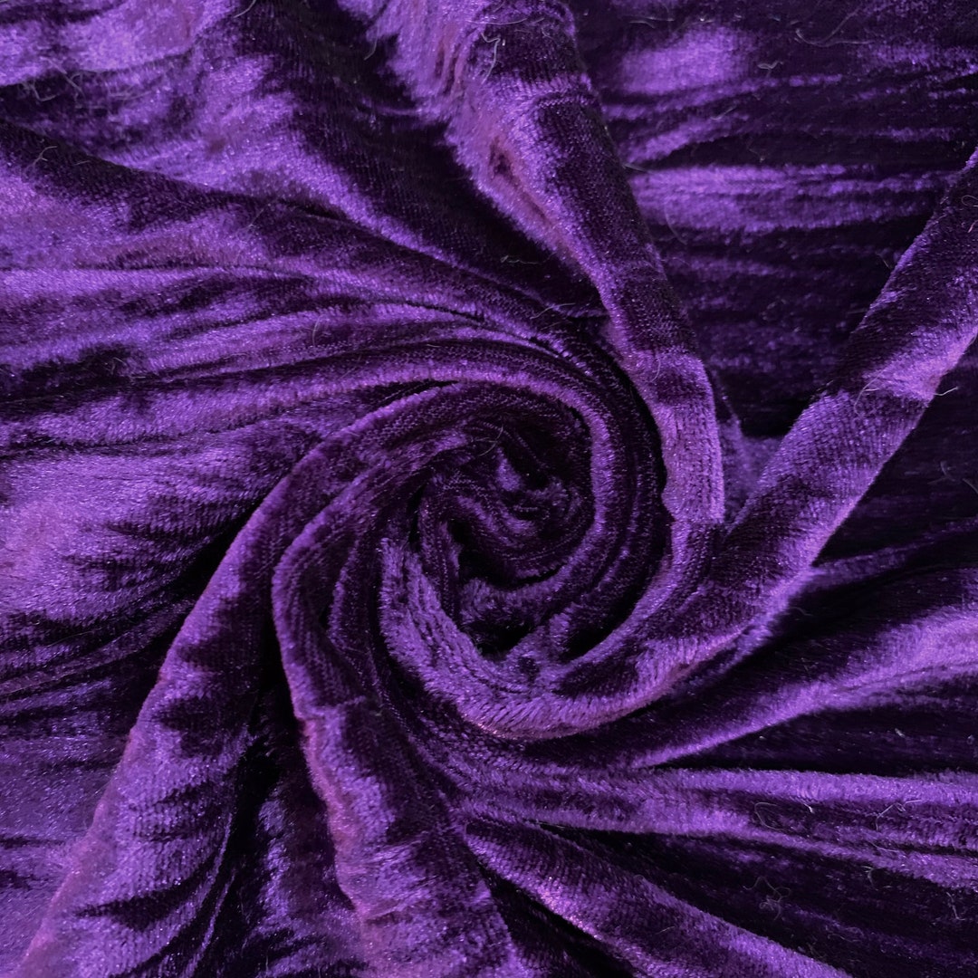 Pauline PURPLE Wrinkled Polyester Crushed Stretch Velvet Fabric by the ...