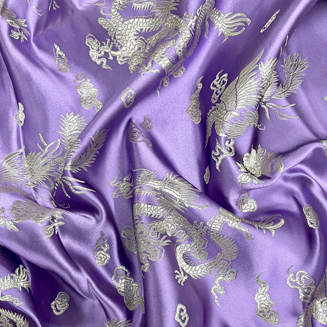 Arisa LAVENDER Dragon Brocade Chinese Satin Fabric for Cheongsam/qipao ...
