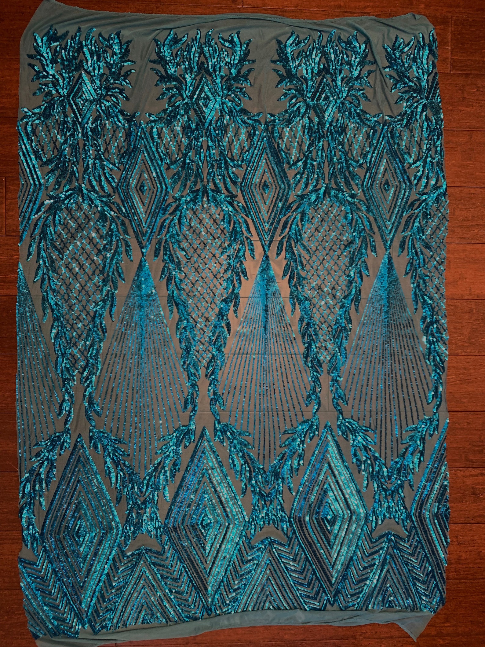 Francesca DARK TURQUOISE Vines and Diamonds Pattern Sequins on - Etsy