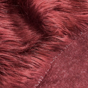 Eden DARK BURGUNDY Shaggy Long Pile Soft Faux Fur Fabric for Fursuit ...