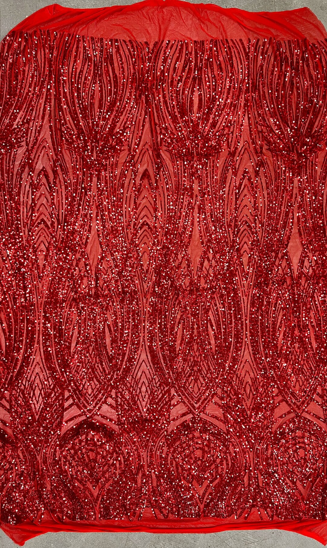 Athena RED Sequins on Mesh Lace Fabric by the Yard - Etsy