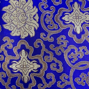 Adelaide ROYAL BLUE GOLD Chinese Brocade Satin Fabric by the Yard ...