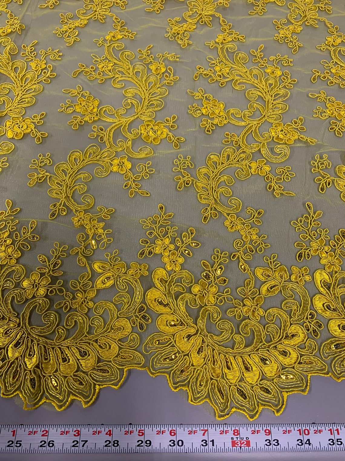 Melody BRIGHT YELLOW Polyester Floral Embroidery With Sequins - Etsy