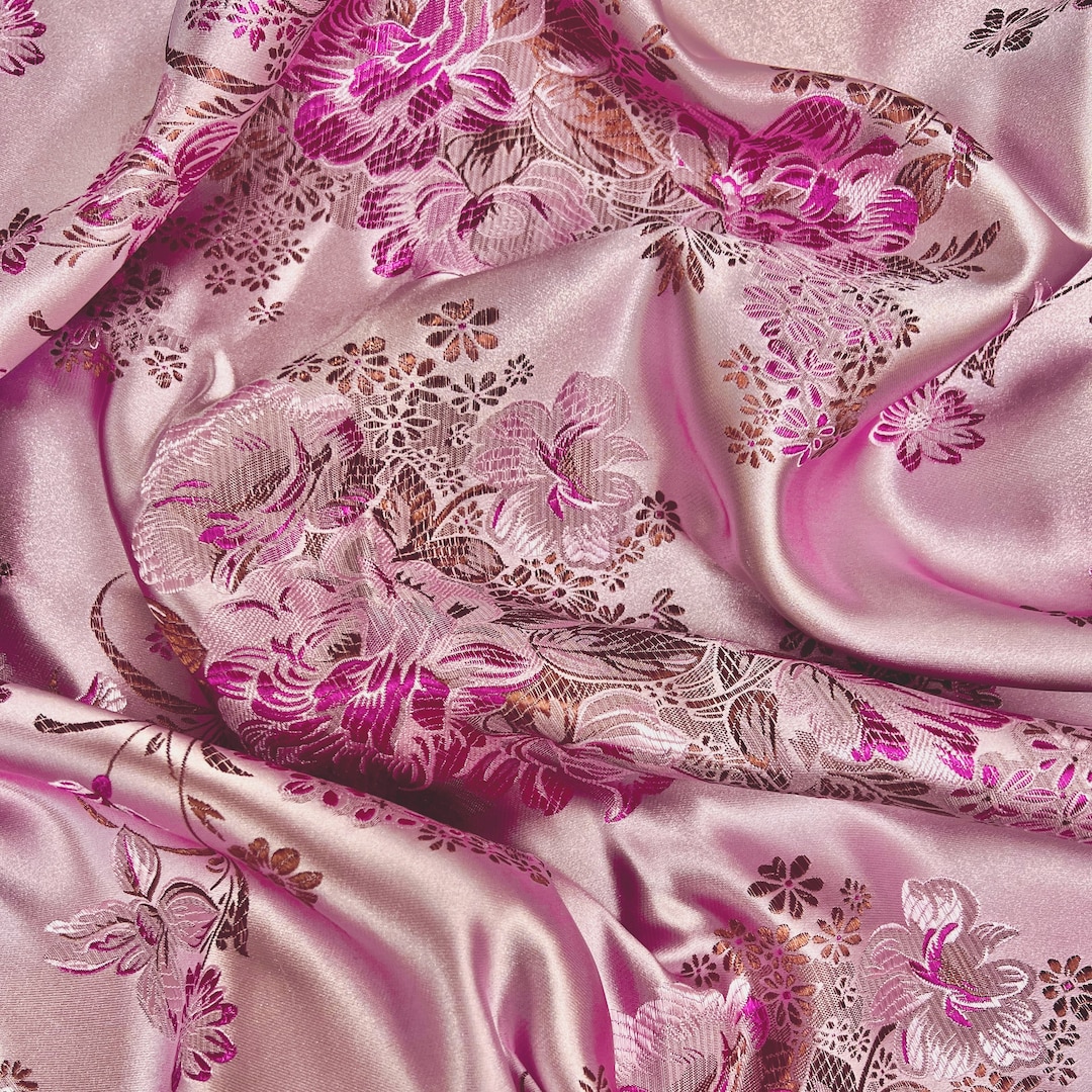 Anais PINK Floral Brocade Chinese Satin Fabric for Cheongsam/qipao ...