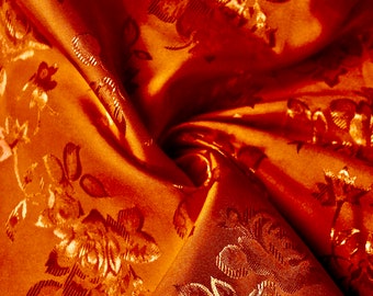 Orange Brocade Fabric | Etsy