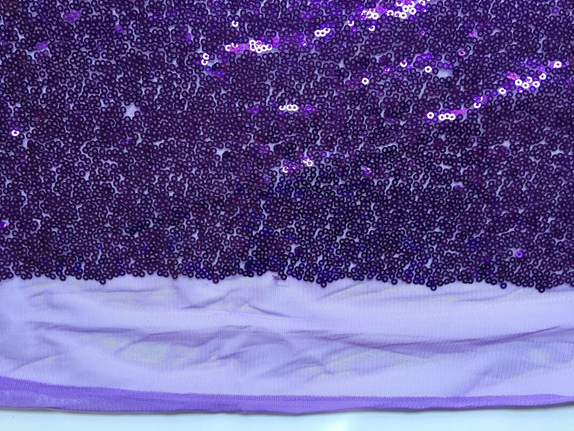 Leila PURPLE Sequins on Mesh Fabric by the Yard 10050 - Etsy