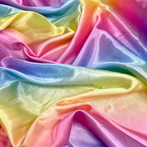 Rae Pastel Rainbow Polyester Light Weight Satin Fabric by the Yard - Etsy