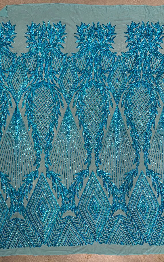 Francesca IRIDESCENT TURQUOISE Vines and Diamonds Pattern - Etsy